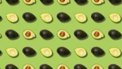 Animated avocado pattern on a green back... | Stock Video | Pond5
