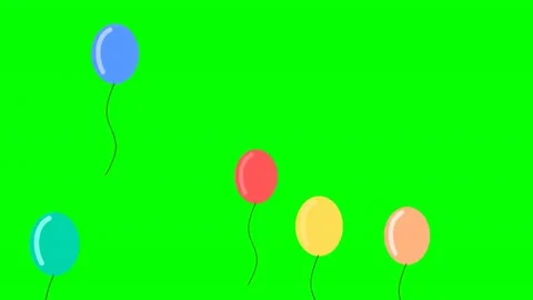 Animated balloon flying with green scree... | Stock Video | Pond5
