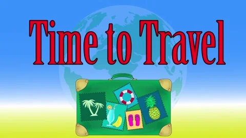 Animated banner. Time to travel on a blu... | Stock Video | Pond5