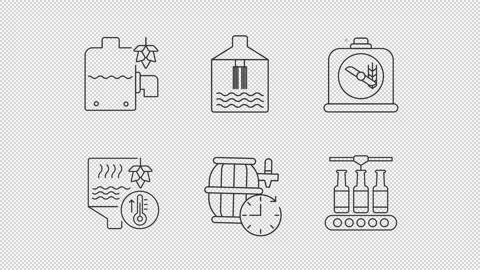 Animated beer brewing process icons set | Stock Video | Pond5