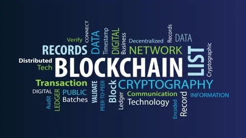 Animated Blockchain Word Cloud on a Blue... | Stock Video | Pond5
