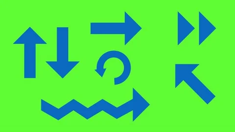 Animated blue arrow icons, set of icons ... | Stock Video | Pond5