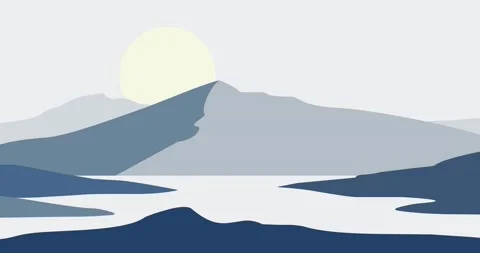 Animated blue gradient lake mountains an... | Stock Video | Pond5