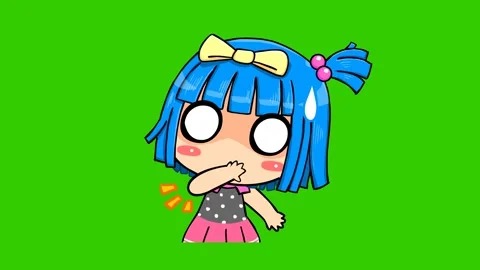 Animated Blue-Haired Girl with Wide Eyes... | Stock Video | Pond5
