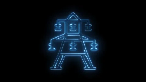 Animated blue neon electric tower on bla... | Stock Video | Pond5