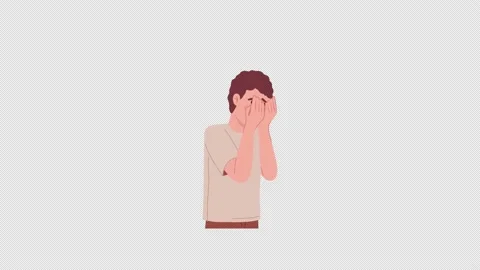 Animated boy hiding face and crying | Stock Video | Pond5