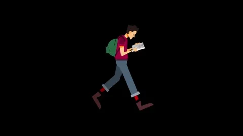 Animated boy Walk and Reading icon backg... | Stock Video | Pond5