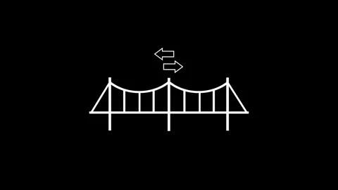 Animated bridge icon with arrow symbol i... | Stock Video | Pond5