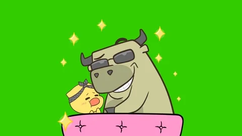Animated Buffalo and Duck Sweet Moment o... | Stock Video | Pond5