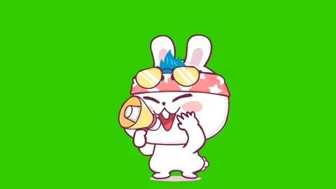 Animated Bunny Announcing with Megaphone... | Stock Video | Pond5