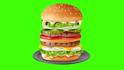 Animated Burger in Green Screen. Isolate... | Stock Video | Pond5