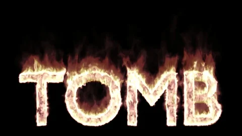 Animated burning tomb text - all caps | Stock Video | Pond5