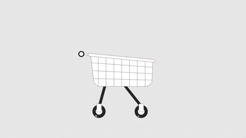 Animated bw rolling shopping cart | Stock Video | Pond5