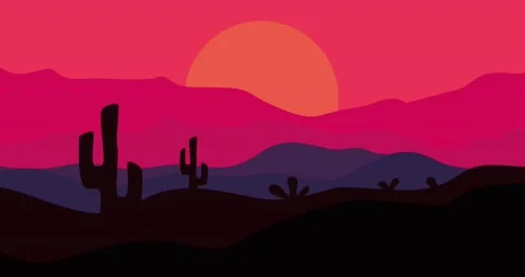 animated cactus desert mountains backgro... | Stock Video | Pond5