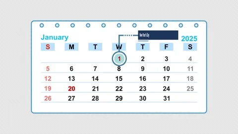 animated calendar for january 2025 year ... | Stock Video | Pond5