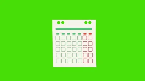 animated calendar sheet icon on a green ... | Stock Video | Pond5