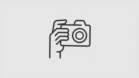 Animated camera in hand line icon | Stock Video | Pond5