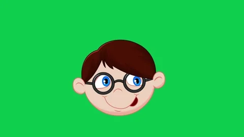 Animated cartoon boy with glasses on gre... | Stock Video | Pond5