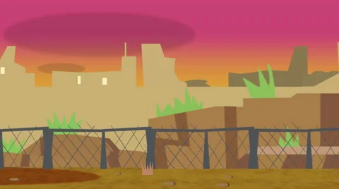 Animated cartoon of a city in ruins | Stock Video | Pond5
