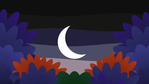 Animated Cartoon Crescent Moon over Nigh... | Stock Video | Pond5