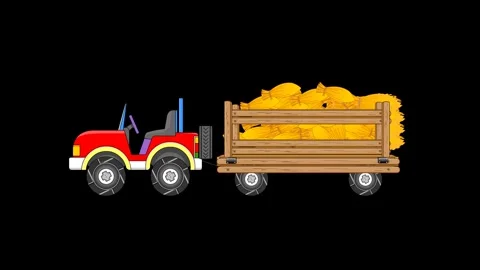 Animated Cartoon of a Hay Trailer Truck | Stock Video | Pond5