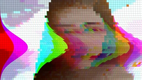 Animated cartoon pixelated blurred face,... | Stock Video | Pond5