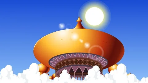 Animated Cartoon Scene of Clouds Above a... | Stock Video | Pond5