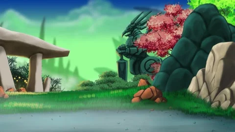 Animated Cartoon Scene of Forest Path wi... | Stock Video | Pond5