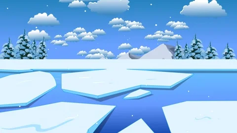 Animated Cartoon Scene of a Frozen River | Stock Video | Pond5