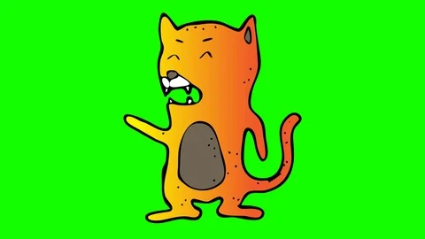 Animated Cartoon Cat Green Screen Stock Footage ~ Royalty Free Stock ...