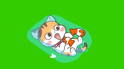 Animated Cat Playing in Water with Carto... | Stock Video | Pond5