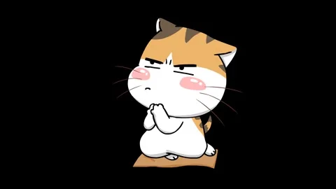 Animated Cat Sitting and Thinking with T... | Stock Video | Pond5