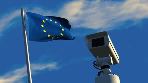 Animated CCTV camera with European Union... | Stock Video | Pond5