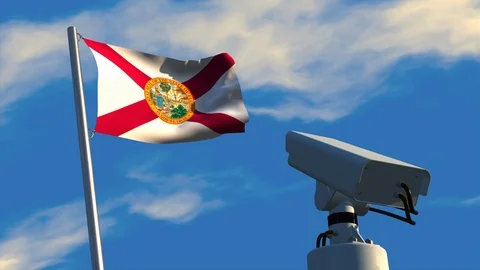 Animated CCTV camera with Florida flag w... | Stock Video | Pond5