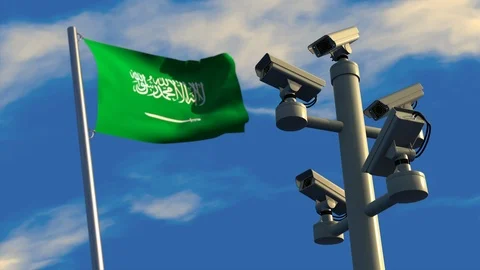Animated CCTV cameras with a Saudi flag ... | Stock Video | Pond5