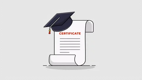 Animated Certificate with Graduation Hat... | Stock Video | Pond5