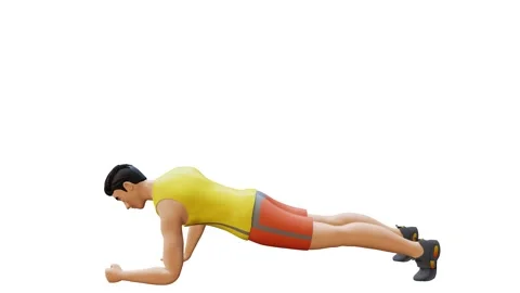 Animated character doing Dynamic Plank | Stock Video | Pond5