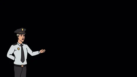 Animated Character Guard stands and says... | Stock Video | Pond5