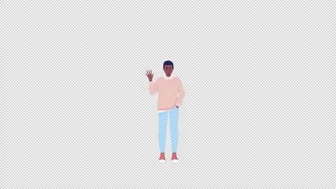 Animated character waving hand | Stock Video | Pond5