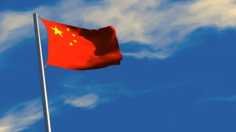 Animated Chinese flag waving in the wind | Stock Video | Pond5