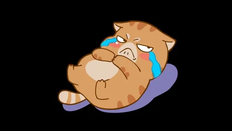 Animated Chubby Cat Pouting with Tears -... | Stock Video | Pond5