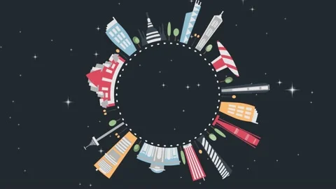 animated cities and buildings | Stock Video | Pond5