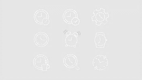 Animated clock face white line icons | Stock Video | Pond5