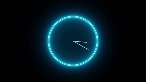 Animated clock with glowing neon light. ... | Stock Video | Pond5