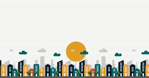 animated colorful cute little urban city... | Stock Video | Pond5