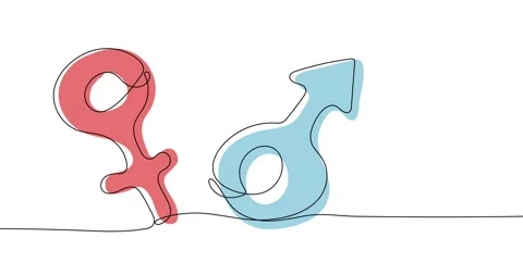 Animated continuous line drawing of gend... | Stock Video | Pond5