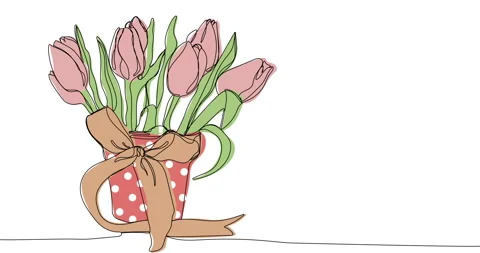 Animated continuous line drawing of Tuli... | Stock Video | Pond5