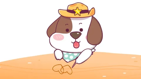 Animated Cowboy Beagle Drawing Heart on ... | Stock Video | Pond5