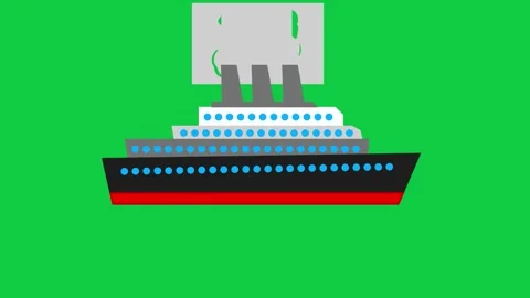 Animated cruise ship on a green screen. | Stock Video | Pond5