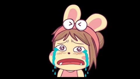 Animated Cute Bunny Girl Crying Transpar... | Stock Video | Pond5